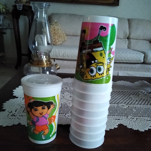 Nickelodeon | Other | Nickelodeon Plastic Cups With Lids | Poshmark